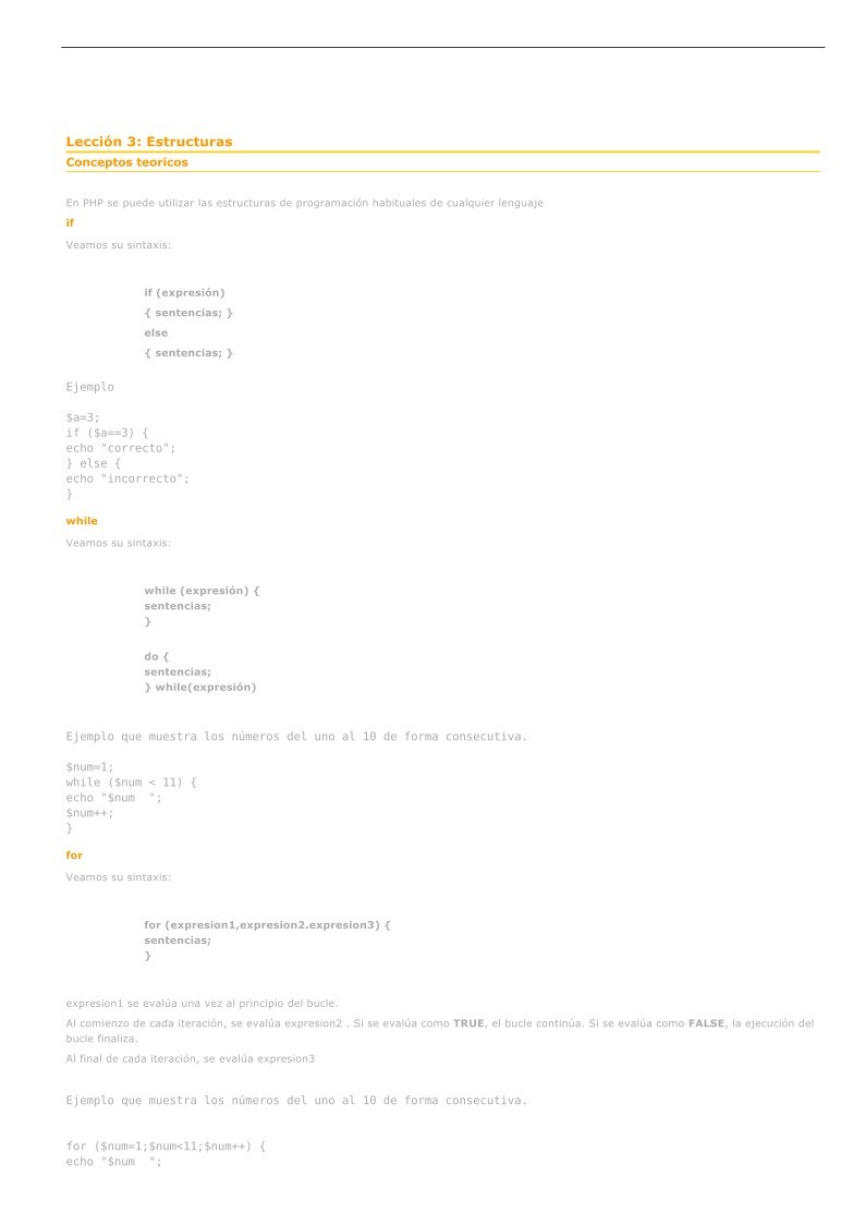 PDF de programación - Lección 3: Estructuras - Manual de PHP